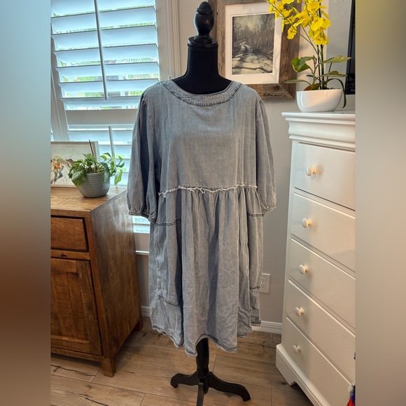 Chic Soul | Dresses | Chicsoullight Denim Raw Edge Dress 2x | Poshmark